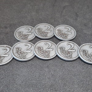 Silver Metal Coins, 22mm, of Value 2 for Board Games, Role Playing ...