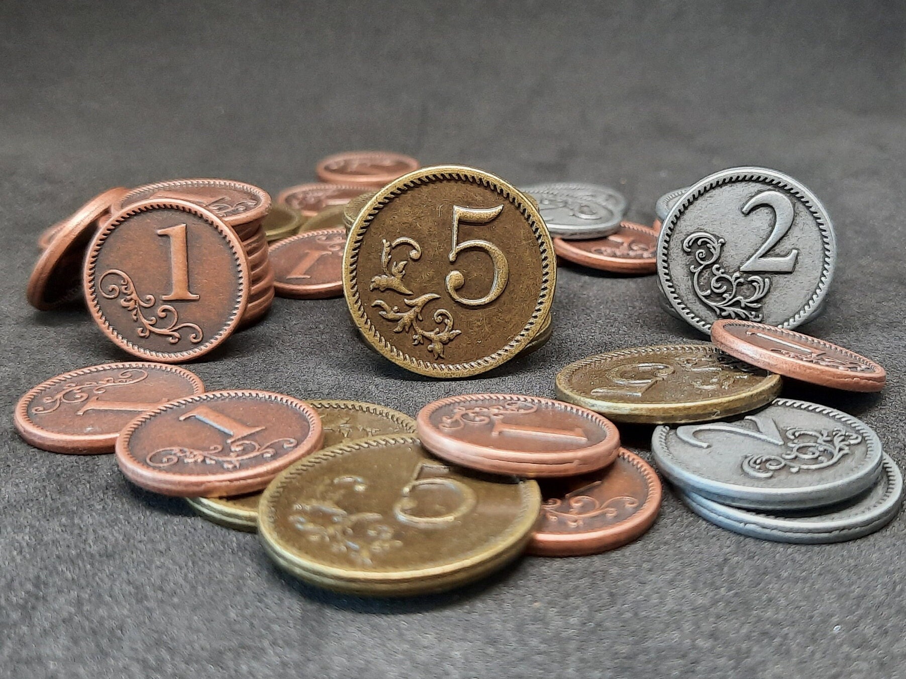 Set of Bronze Silver and Gold Metal Coins of Value 1 2 5 - Etsy