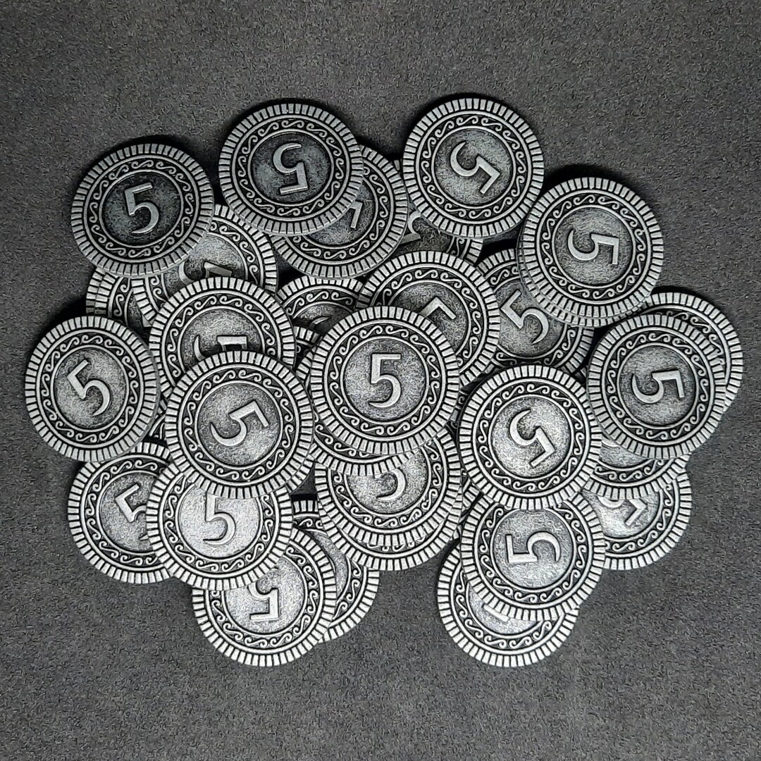 Silver Metal Coins, 25mm, of Value 5 for Board Games, Role Playing Games or Magic Theme - Etsy