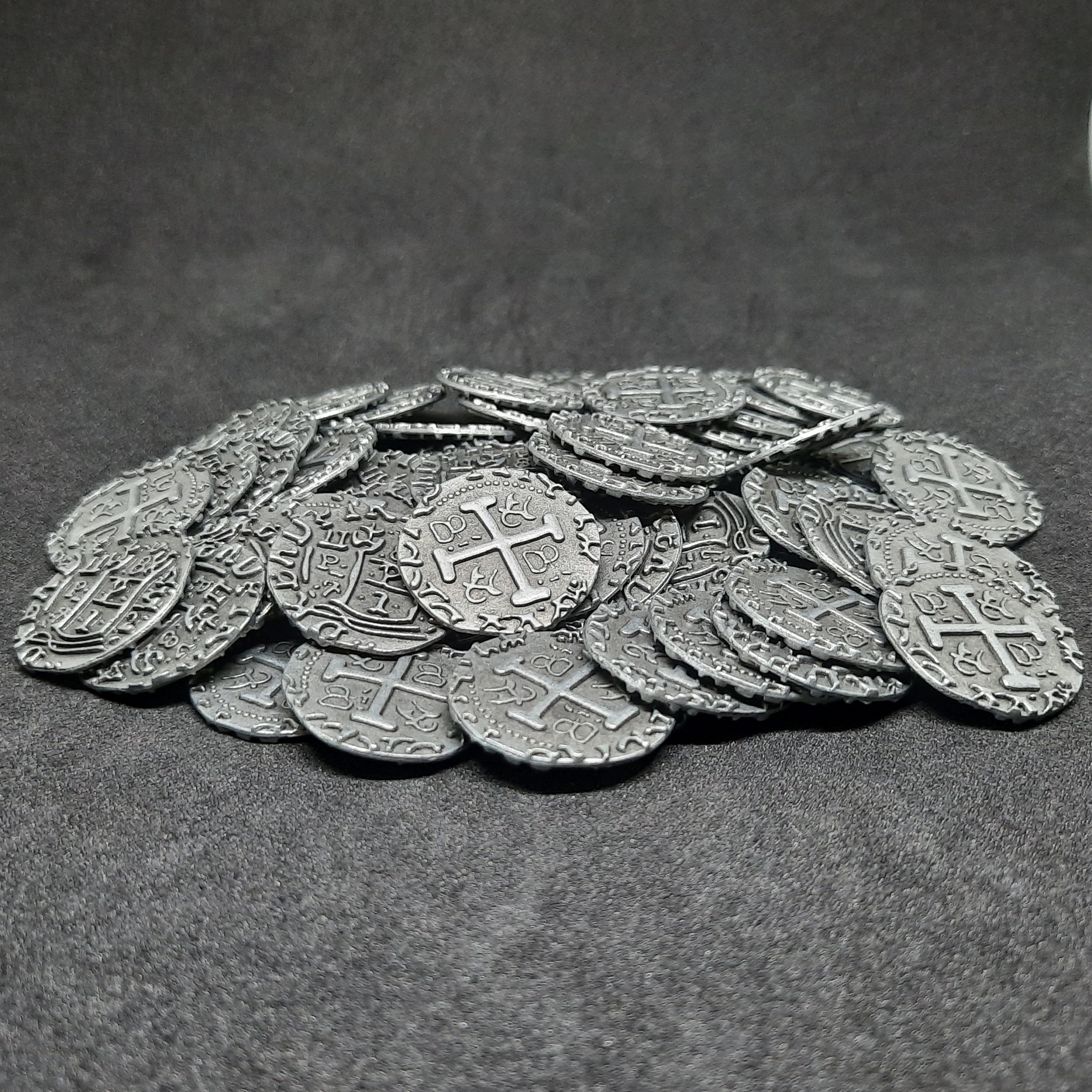 Small Antique Silver Metal Coins, 20mm, for Pirate Chest or Board Game ...