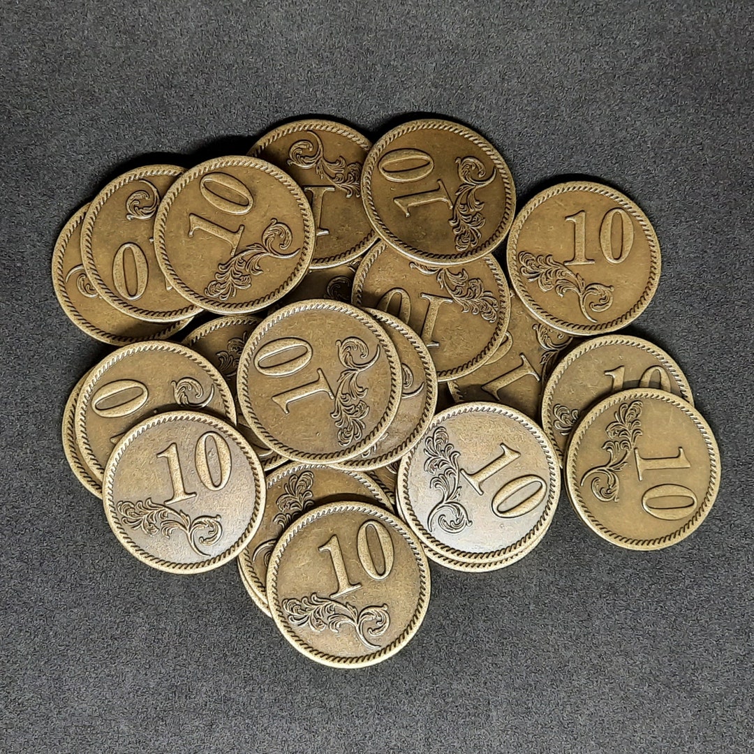 Gold Metal Coins, 30mm, of Value 10 for Board Games, Role Playing Games ...