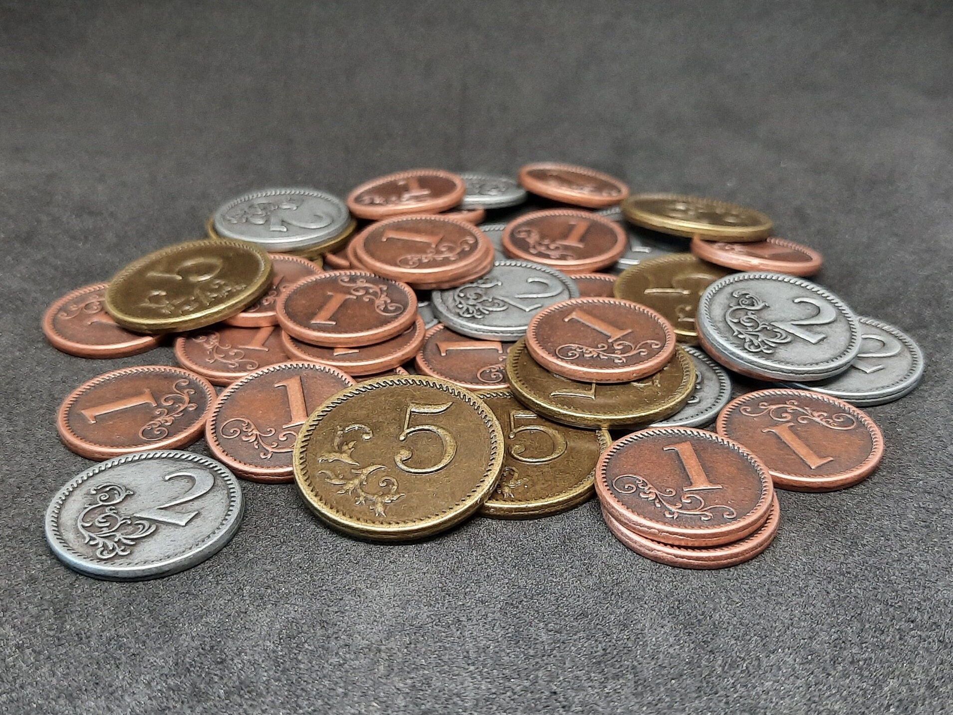 Set of Bronze Silver and Gold Metal Coins of Value 1 2 5 - Etsy