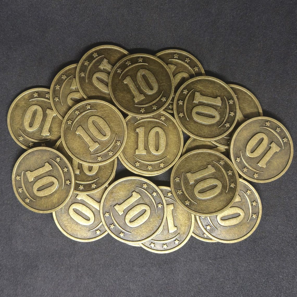 Gold Western Metal Coins, 30mm, of Value 10 for Board Games or Role ...