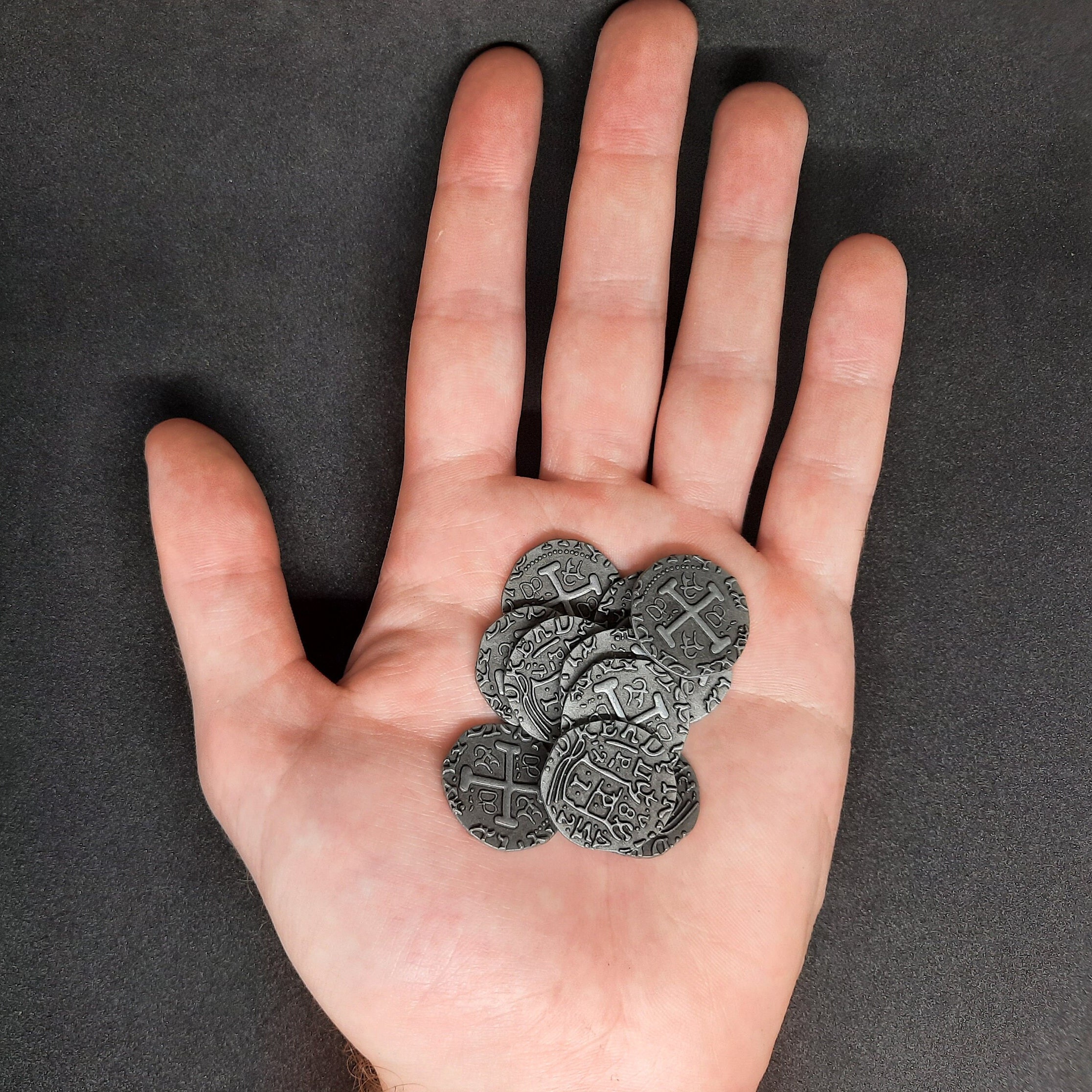 Small Antique Silver Metal Coins, 20mm, for Pirate Chest or Board Game ...
