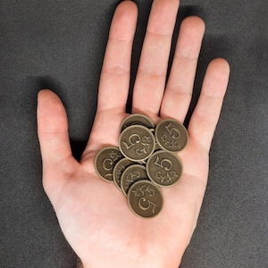 Gold Metal Coins, 25mm, of Value 5 for Board Games, Role Playing Games ...