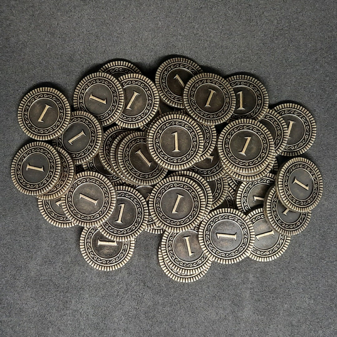 Antique Gold Metal Coins, 20mm, of Value 1 for Board Games, Role ...