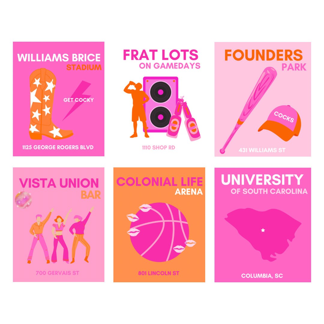 Pink and Orange South Carolina Prints - Etsy