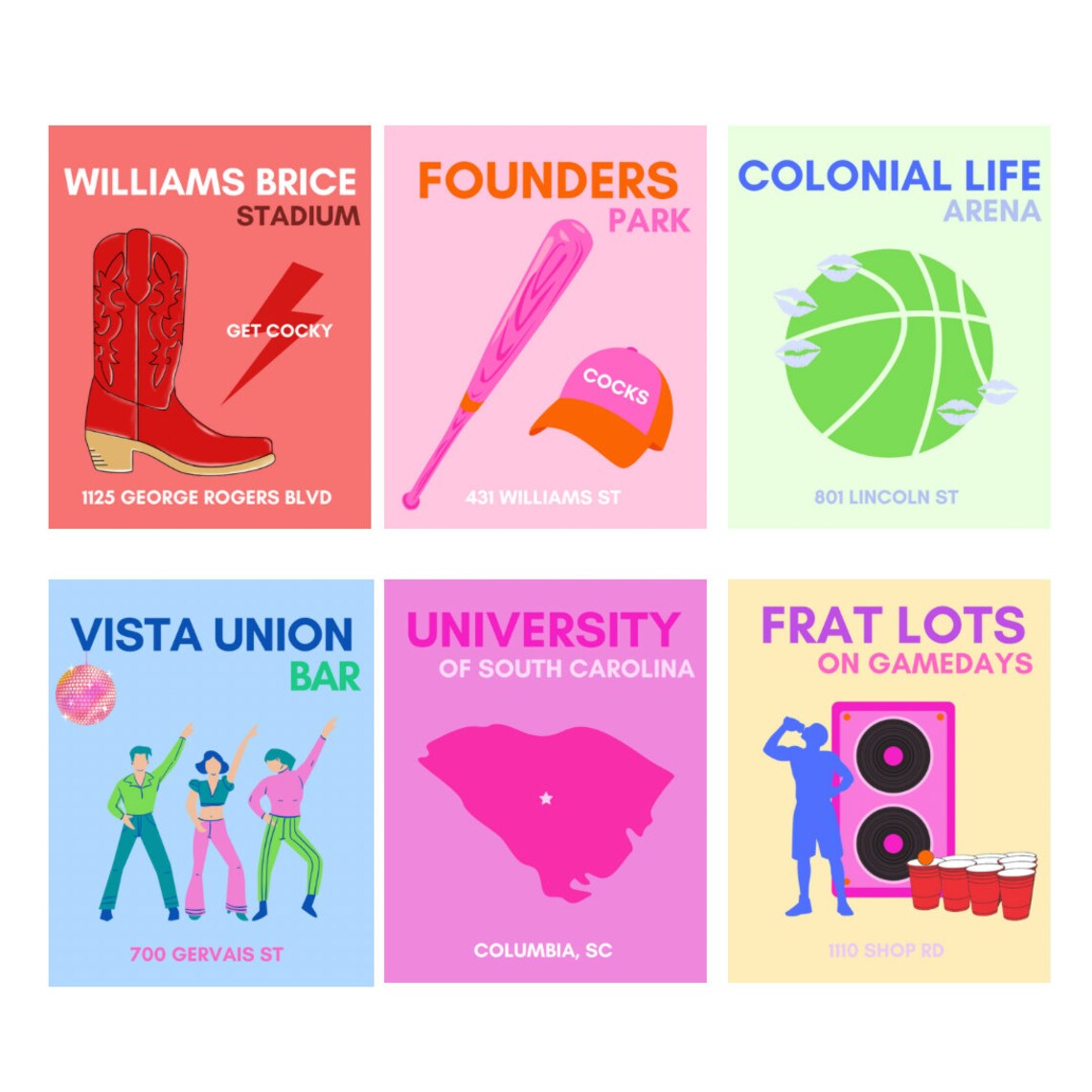 Custom University of South Carolina Print Pack - Etsy