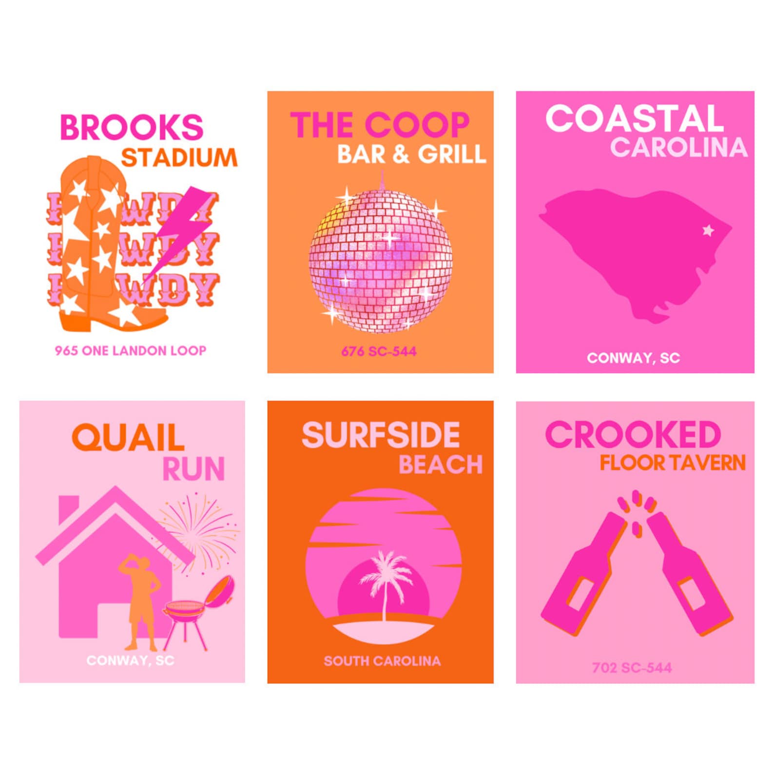 Pink and Orange Coastal Carolina Prints - Etsy