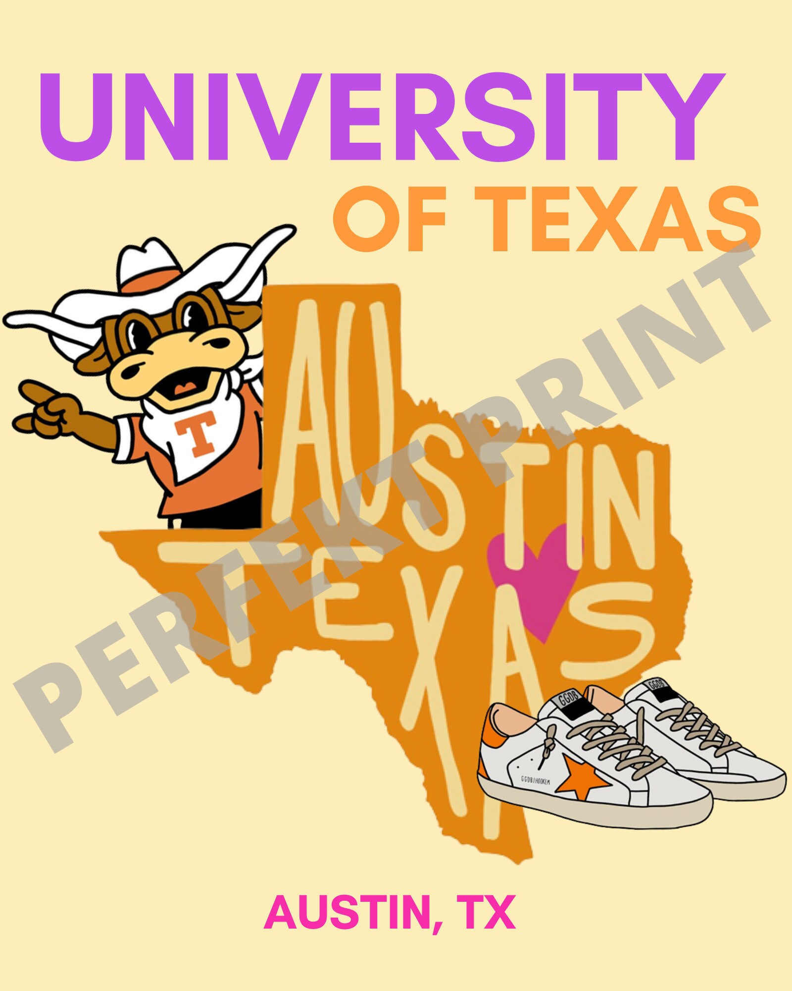 UT Austin Preppy Print Pack - Etsy