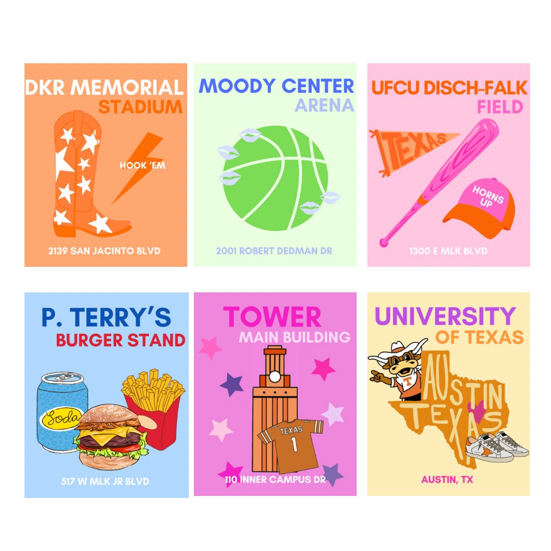 UT Austin Preppy Print Pack - Etsy