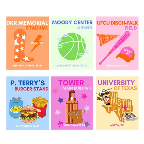 UT Austin Preppy Print Pack - Etsy