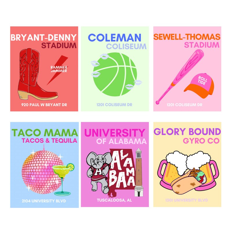 Alabama Preppy Print Pack - Etsy