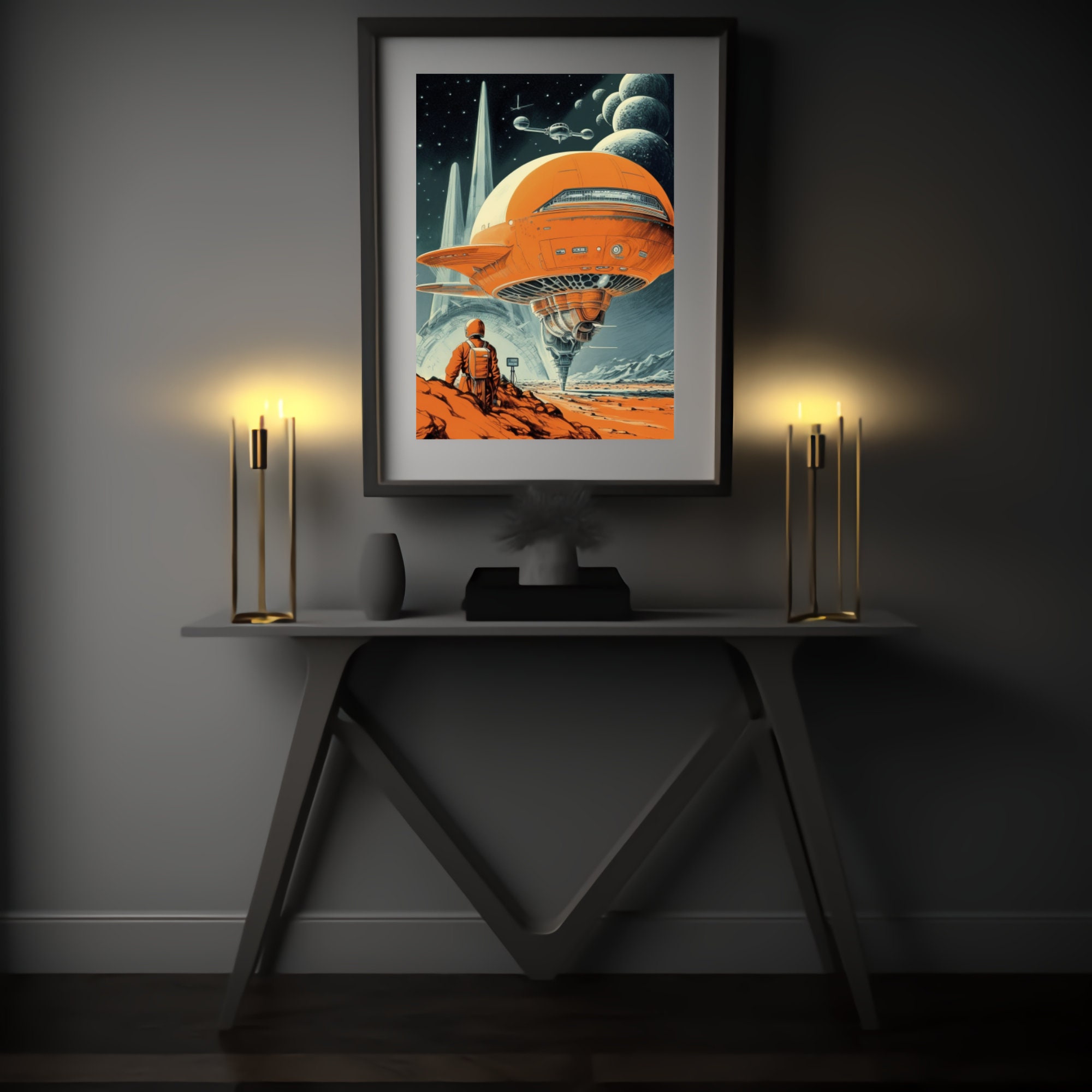 Sci Fi Wall Art Poster, Retro Spaceship Art Print, Digital Download ...