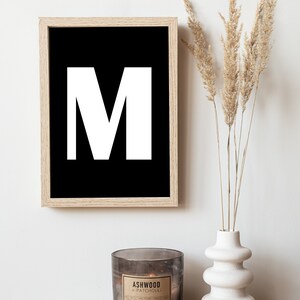 Printable Letter M, Alphabet Poster, Typography Wall Art, Digital ...