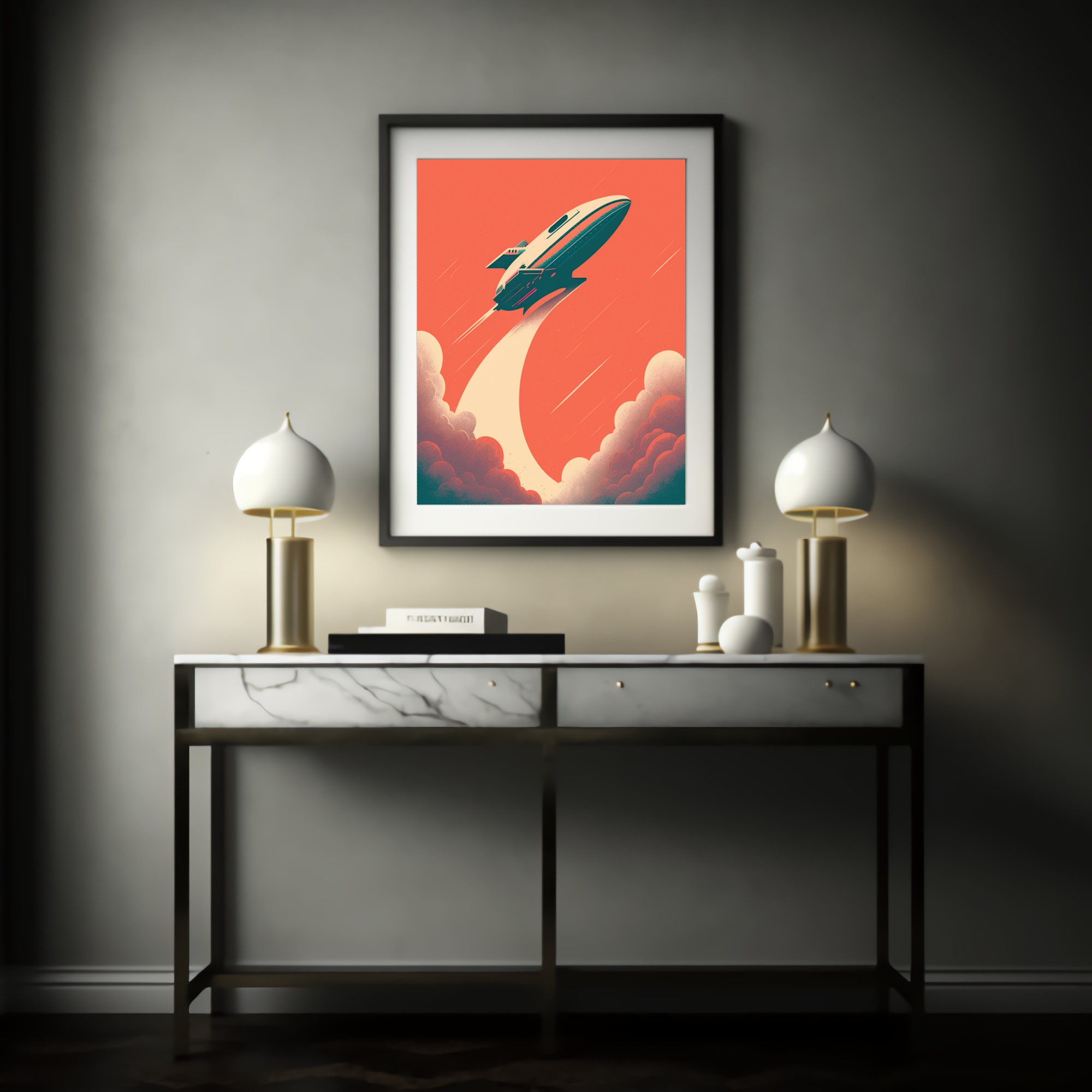 Sci Fi Spaceship Wall Poster, Spaceship Art Print, Digital Download ...
