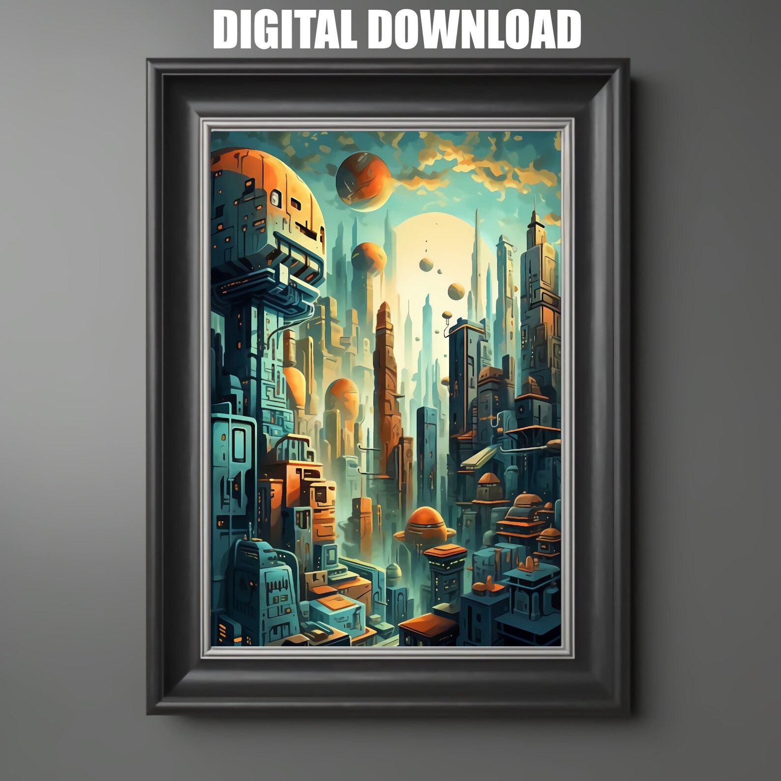 Sci Fi Wall Poster, Metropolis Cit Art Print, Digital Download, Sci Fi ...