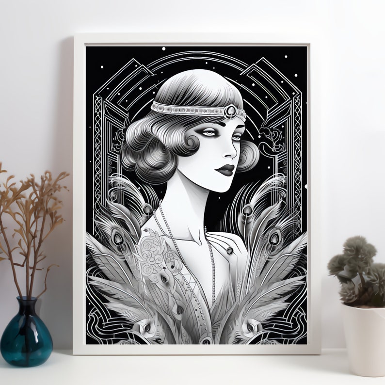 Downloadable Art Deco Roaring 20s Wall Art, Gatsby Style Art, Printable ...