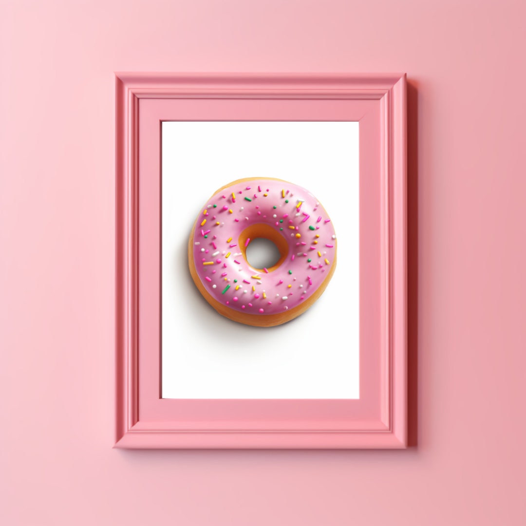Dessert Wall Art, Pink Donut Art, Kitchen Wall Decor, Decor for Dining ...