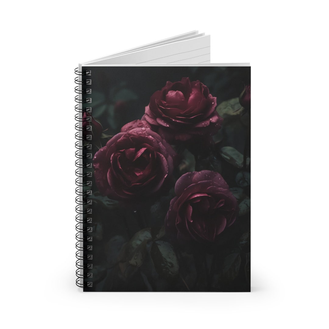 Spiral Notebook in Vintage Gothic Red Roses in Botanical, Cottagecore ...