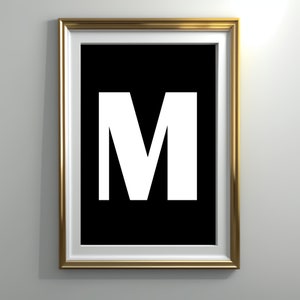 Printable Letter M, Alphabet Poster, Typography Wall Art, Digital ...