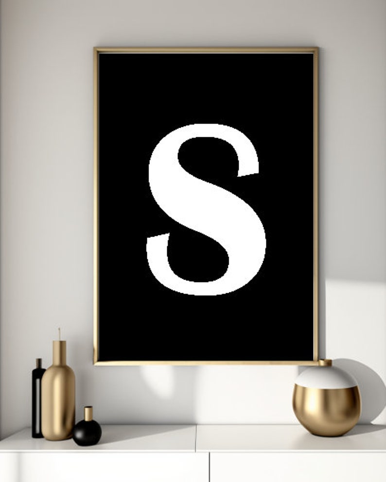 Printable Letter S, Alphabet Poster, Typography Wall Art, Digital ...