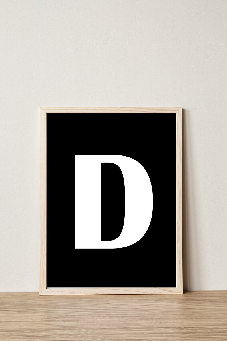 Printable Letter D, Alphabet Poster, Typography Wall Art, Digital ...