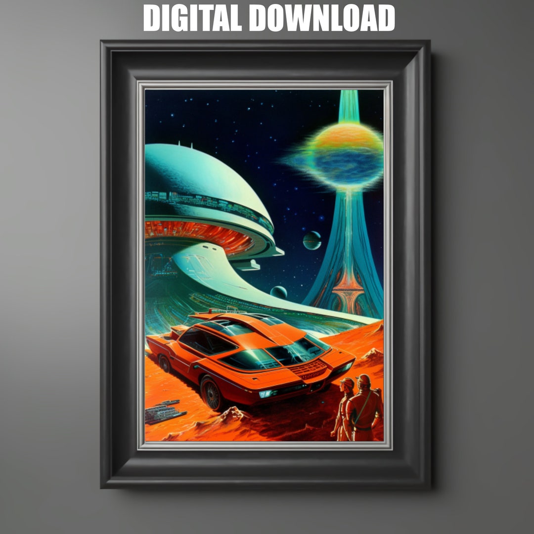 Sci Fi Wall Art Poster, Retro Space-car Art Print, Digital Download ...