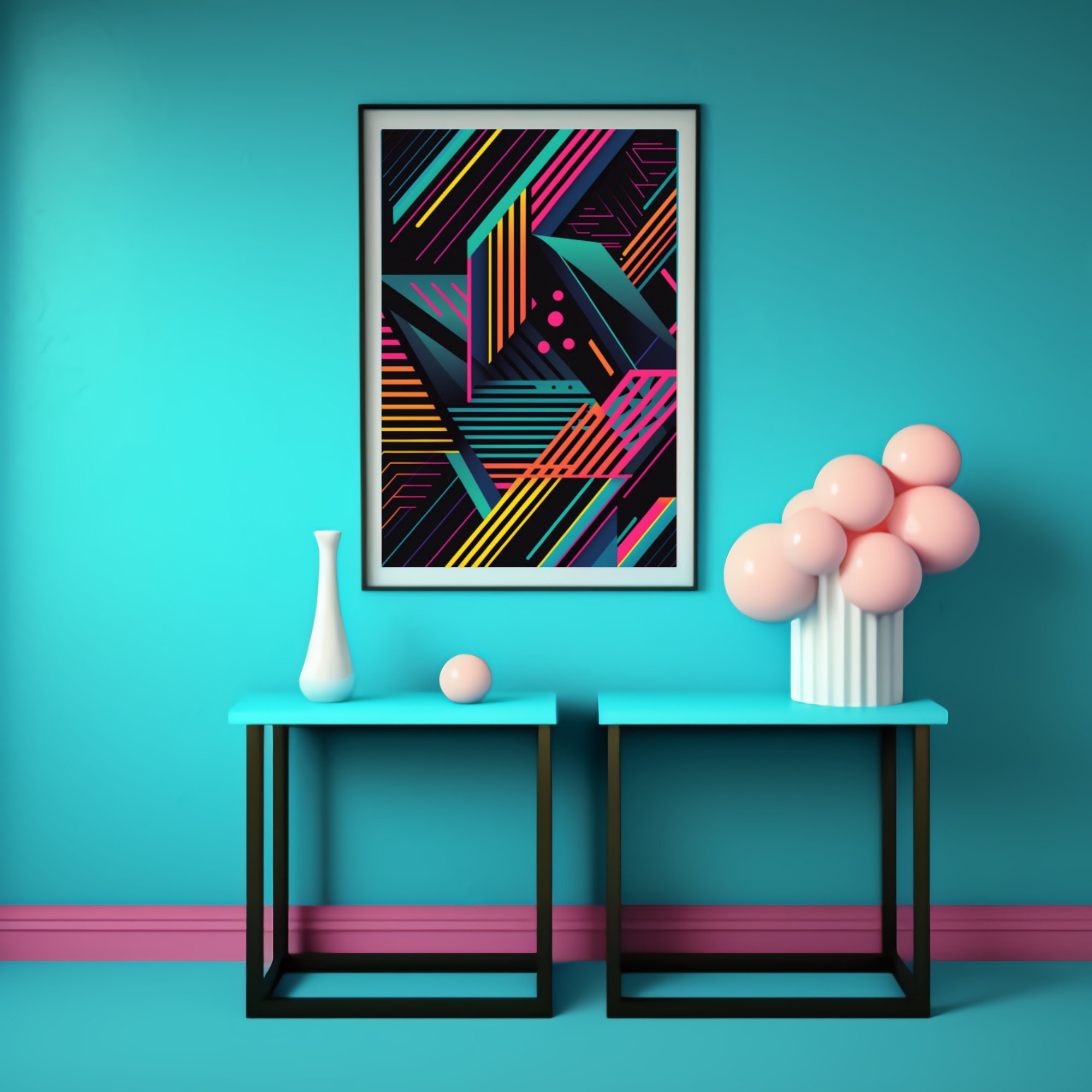 Neon Wall Art, Digital Download, Instant Art Print, Bright Neon ...