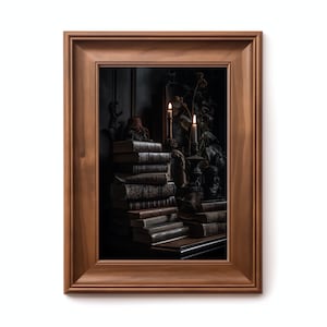 Vintage Gothic Library Interior Print Poster, Books Wall Art, Bookish ...