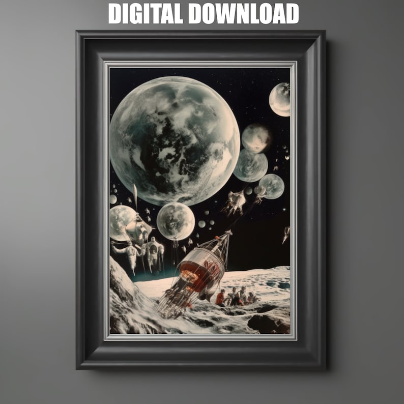 Sci Fi Wall Poster, Collage Style Art Print, Digital Download, Collage ...