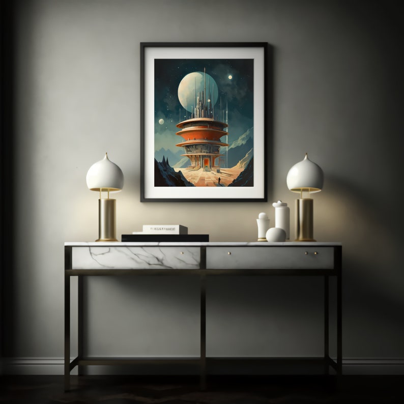 Sci Fi Wall Art Poster, Concept Art of Futuristic Planet Landscape ...