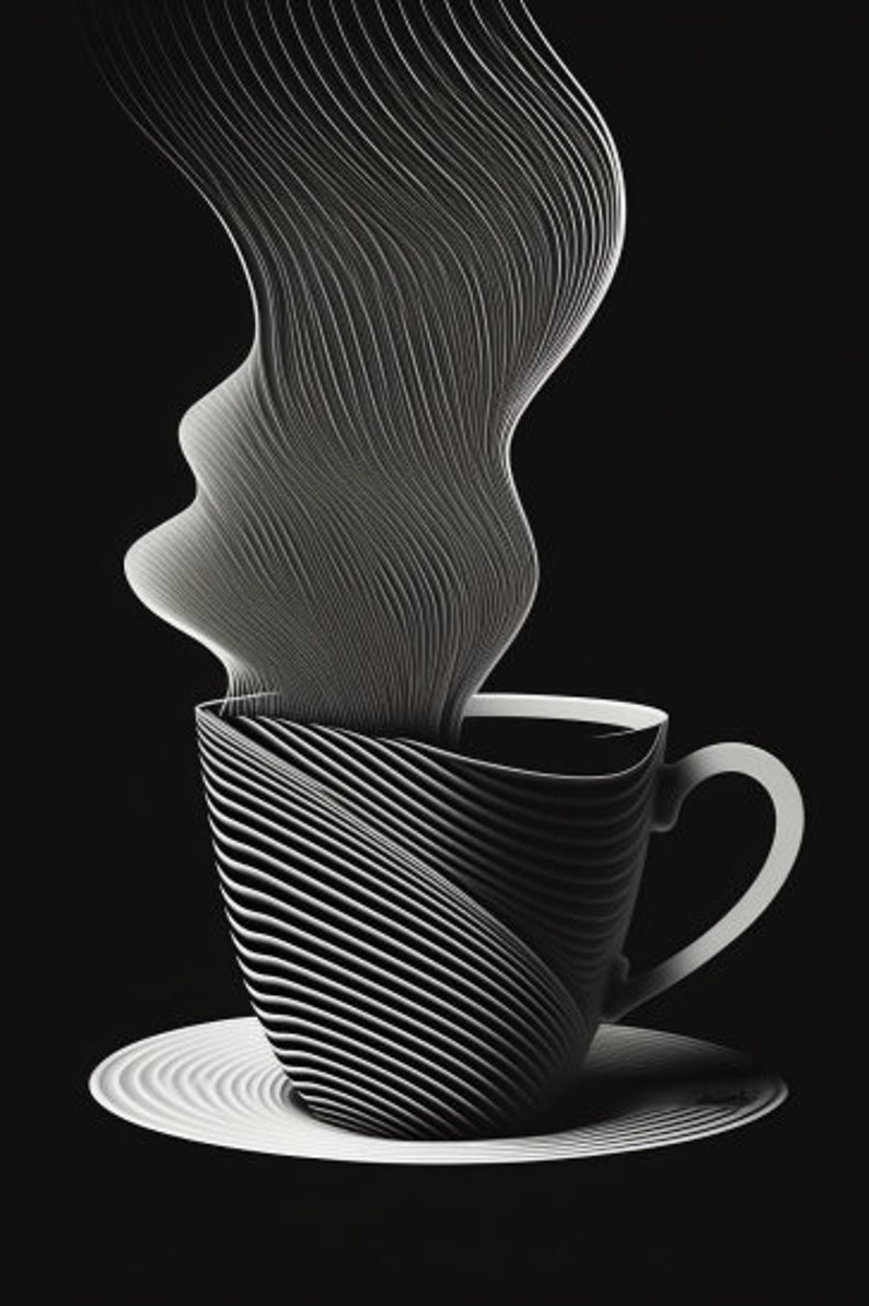 Coffee Art, Minimalist Line Art, Line Art Drawings, White on Black ...
