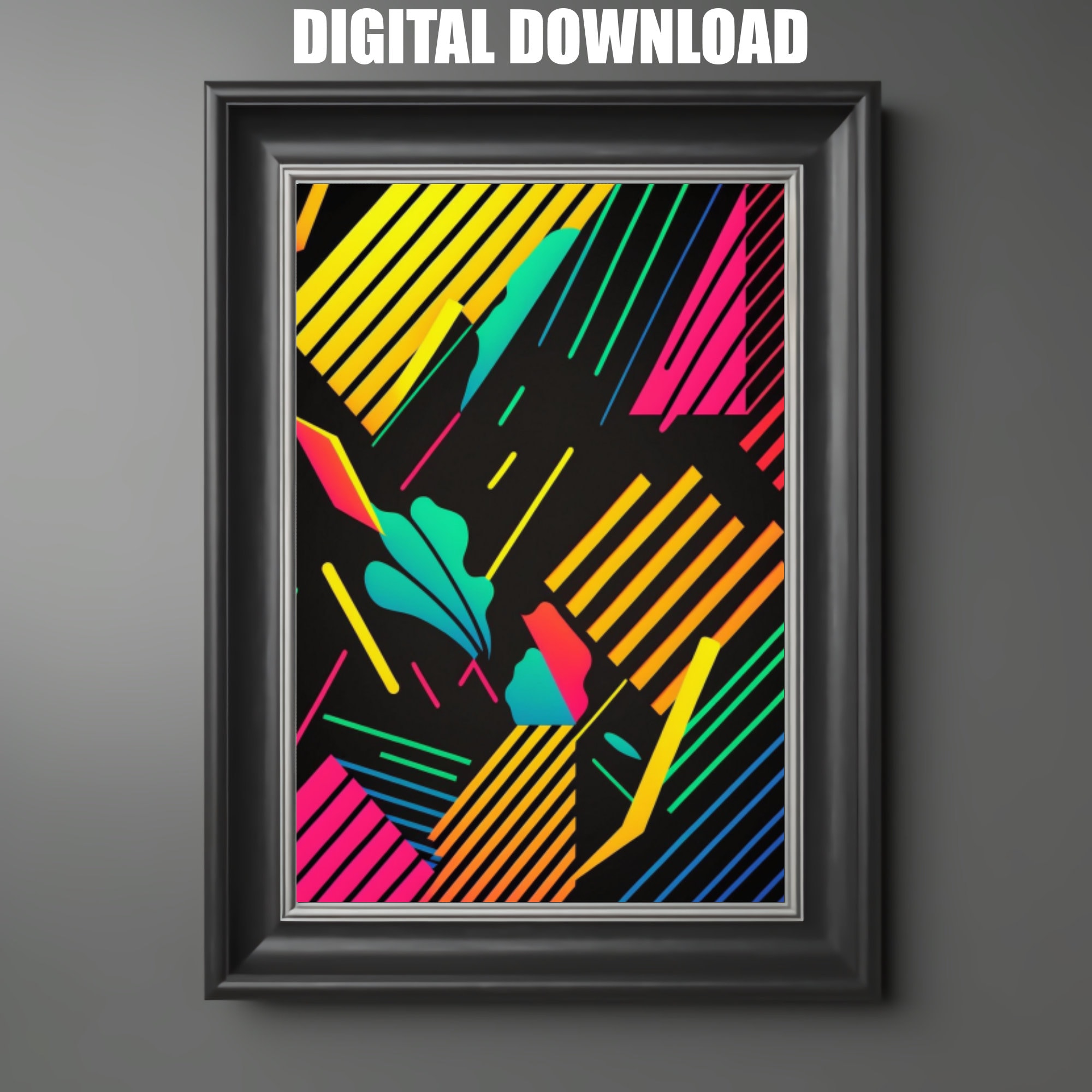 Neon Wall Art Download, Digital Print, Instant Art Print, Bright Neon ...