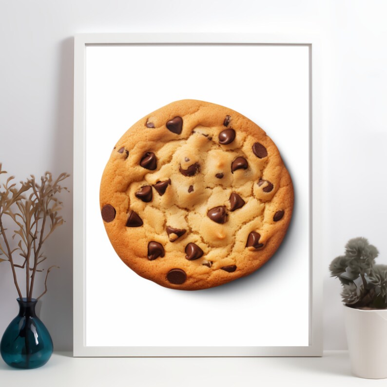 Dessert Wall Art, Printable Poster, Chocolate Chip Cookie Art, Kitchen ...