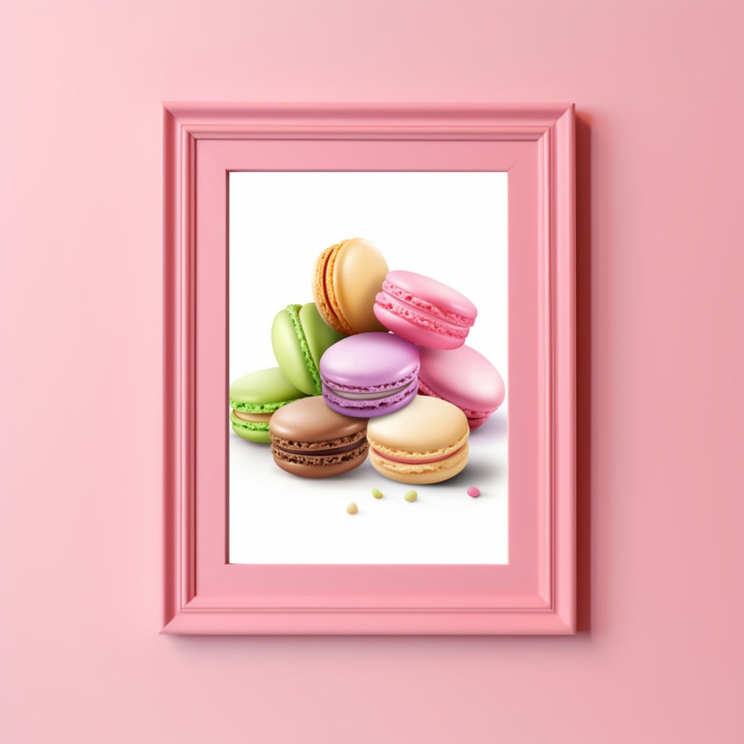 Dessert Wall Art, Printable Poster, Macaron Cookie Art, Kitchen Wall ...