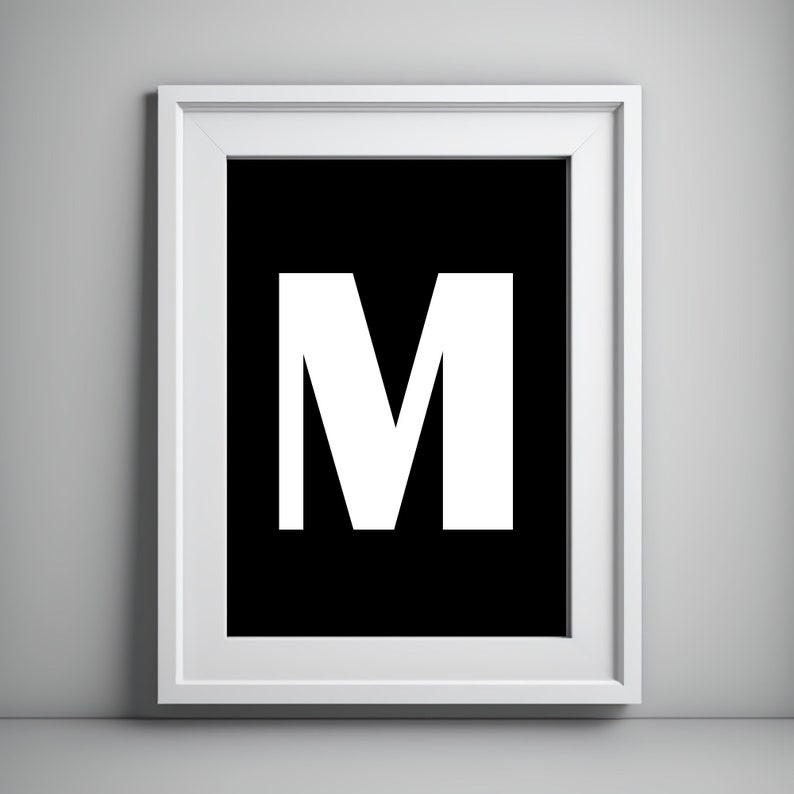 Printable Letter M, Alphabet Poster, Typography Wall Art, Digital ...
