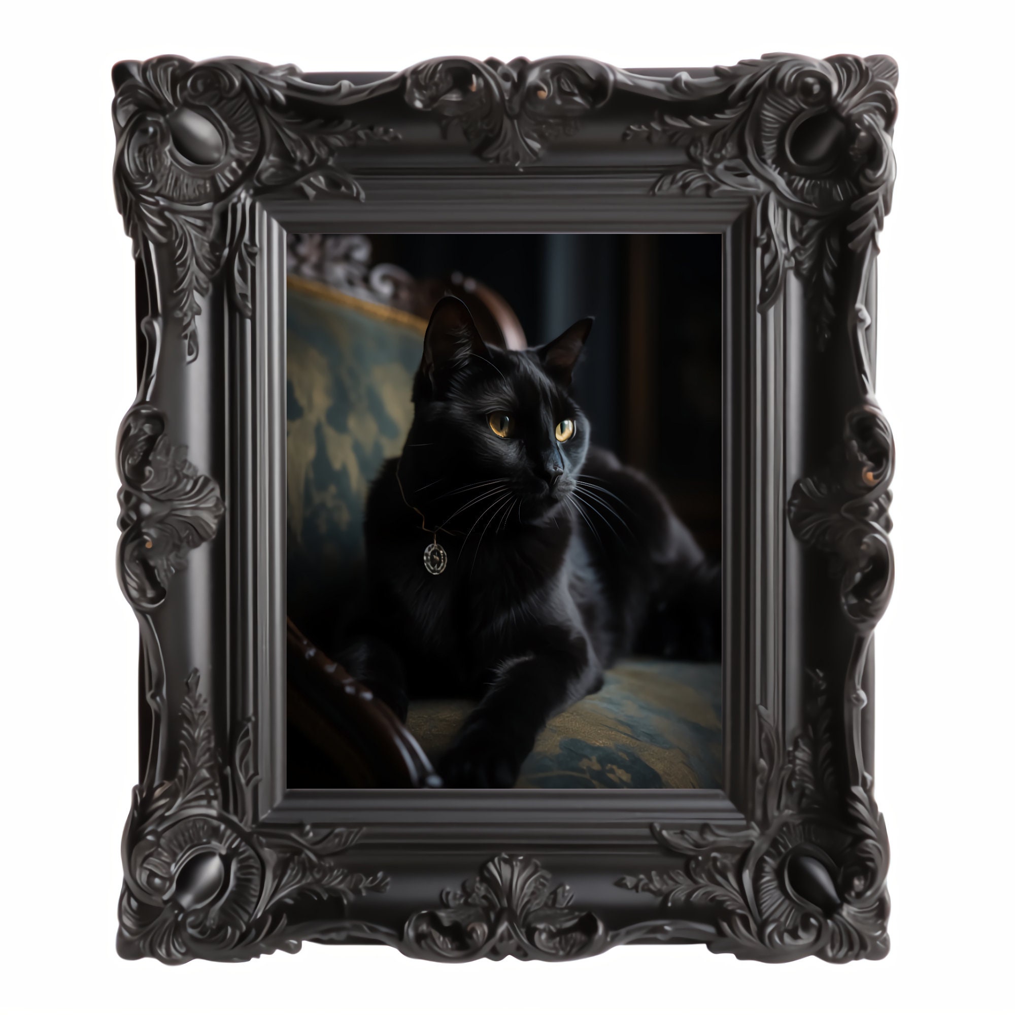 Moody Black Cat Wall Art. Gothic Painting Printable, Desk Decor ...