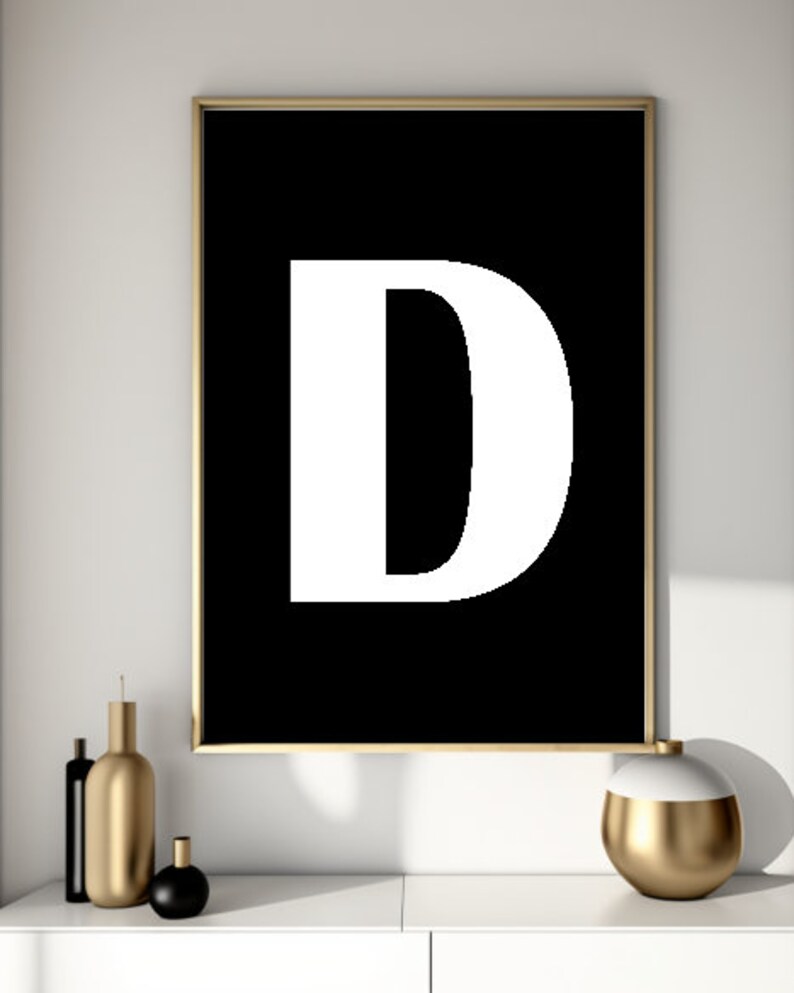 Printable Letter D, Alphabet Poster, Typography Wall Art, Digital ...