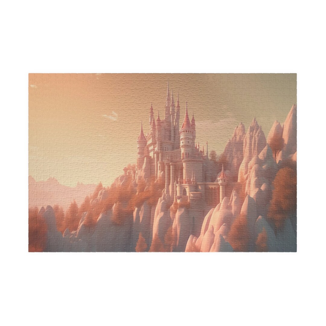 Pastel Pink Fantasy Castle Puzzle: in 500 or 1000 Pieces, Pink ...
