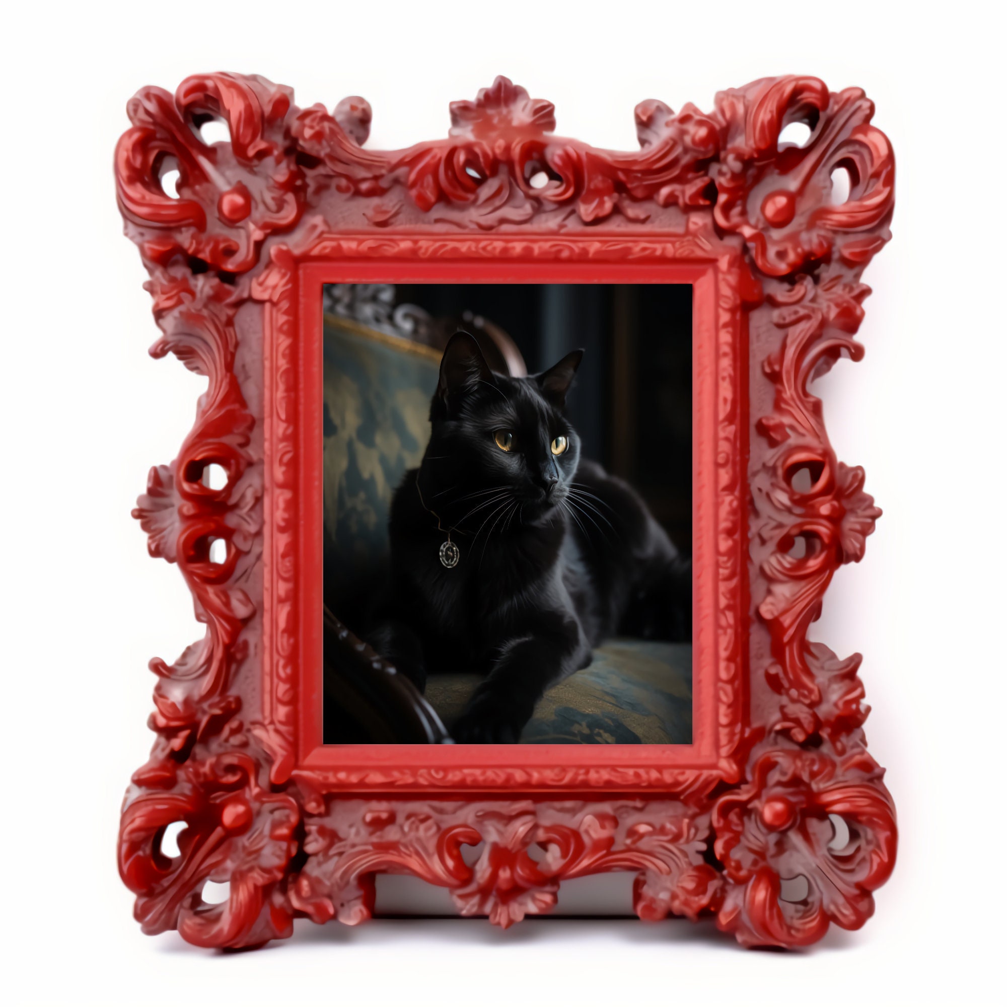 Moody Black Cat Wall Art. Gothic Painting Printable, Desk Decor ...