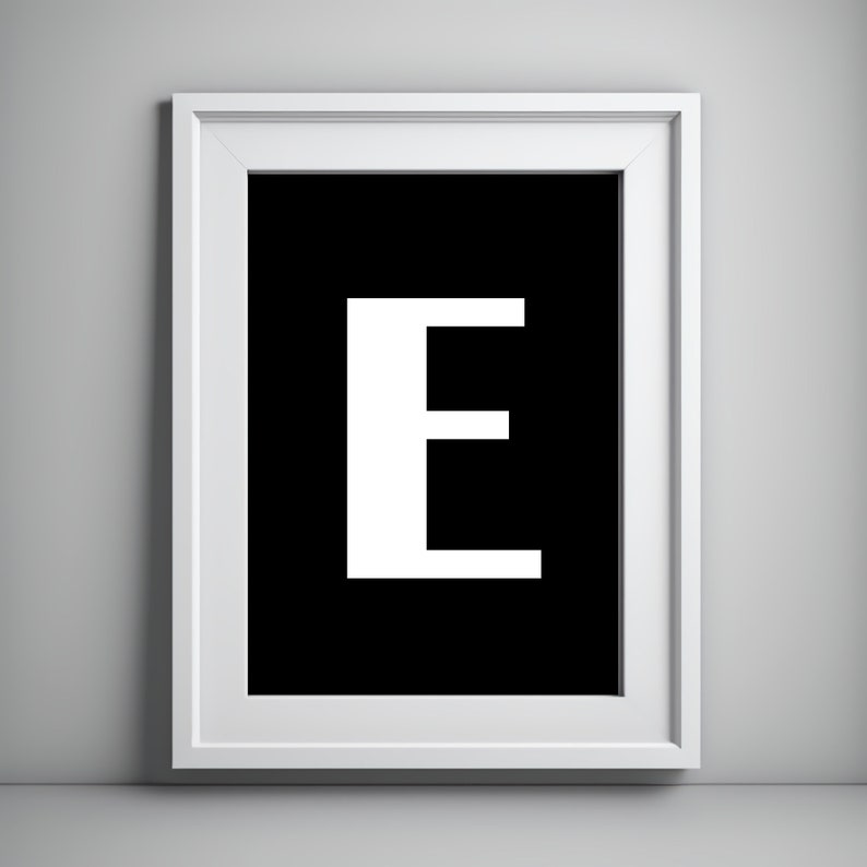 Printable Letter E, Alphabet Poster, Typography Wall Art, Digital ...