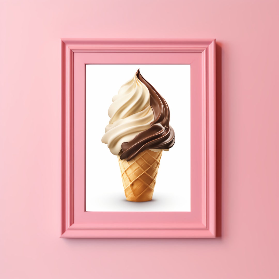 Dessert Wall Art, Printable Poster, Chocolate and Vanilla Ice Cream Art ...