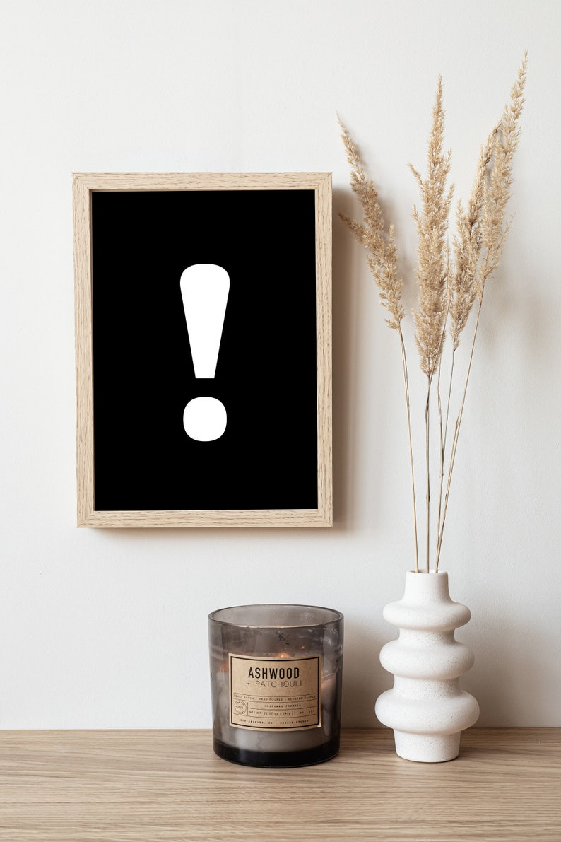 Printable Exclamation Point Symbol "!', Alphabet Poster, Typography and Iconography Wall Art ...