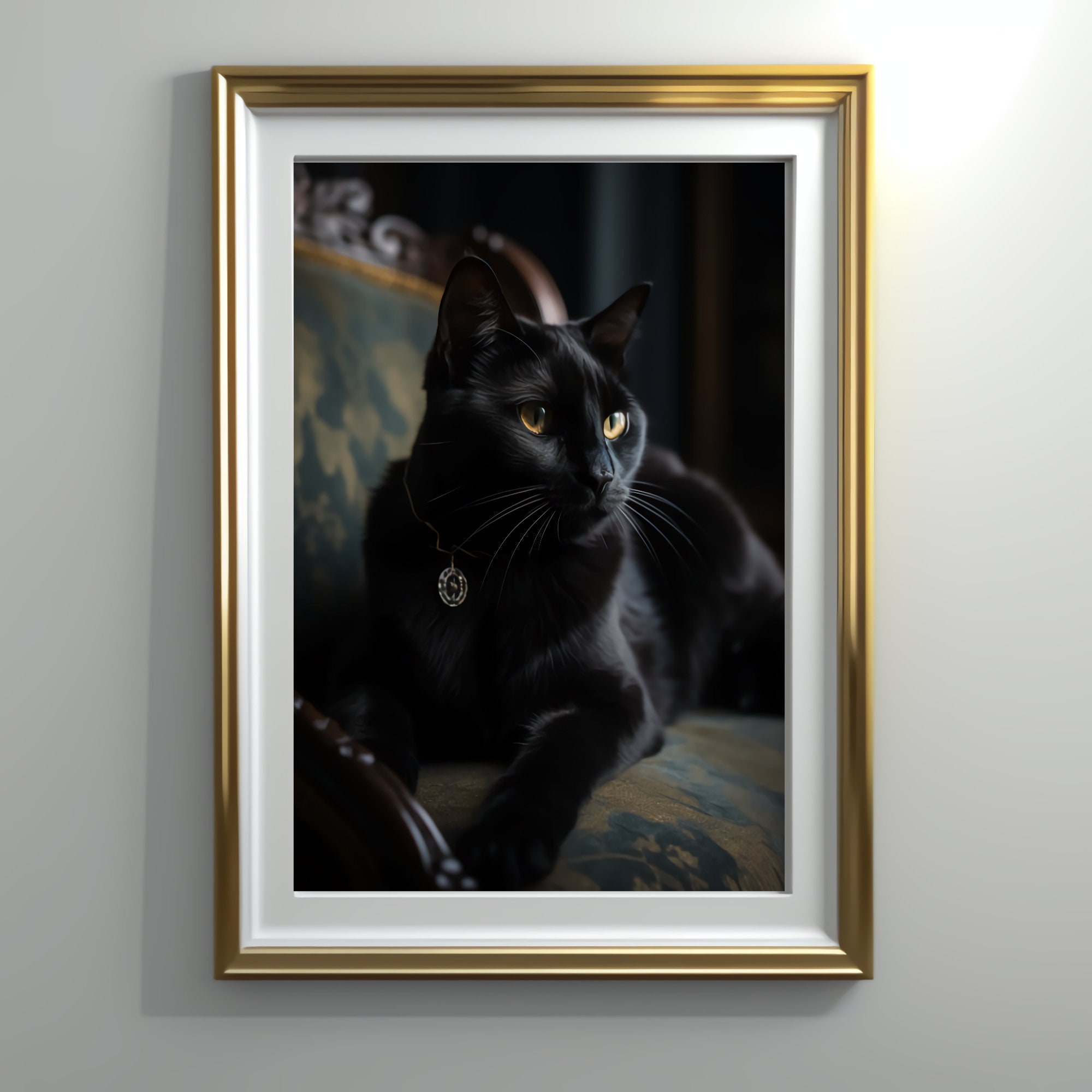 Moody Black Cat Wall Art. Gothic Painting Printable, Desk Decor ...