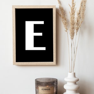 Printable Letter E, Alphabet Poster, Typography Wall Art, Digital ...