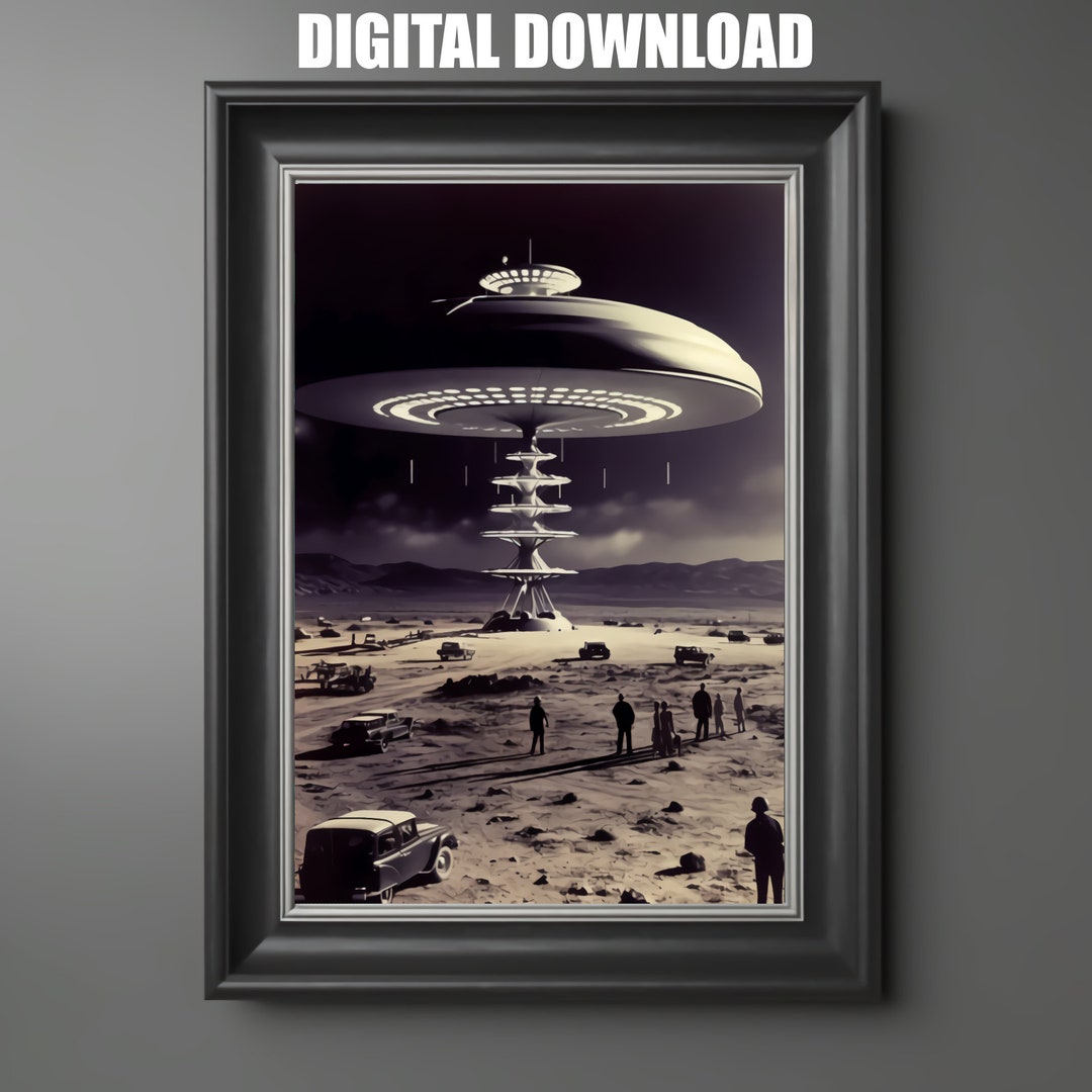 Sci Fi Wall Poster, Atomic Era Retro Print, Digital Download, Printable ...