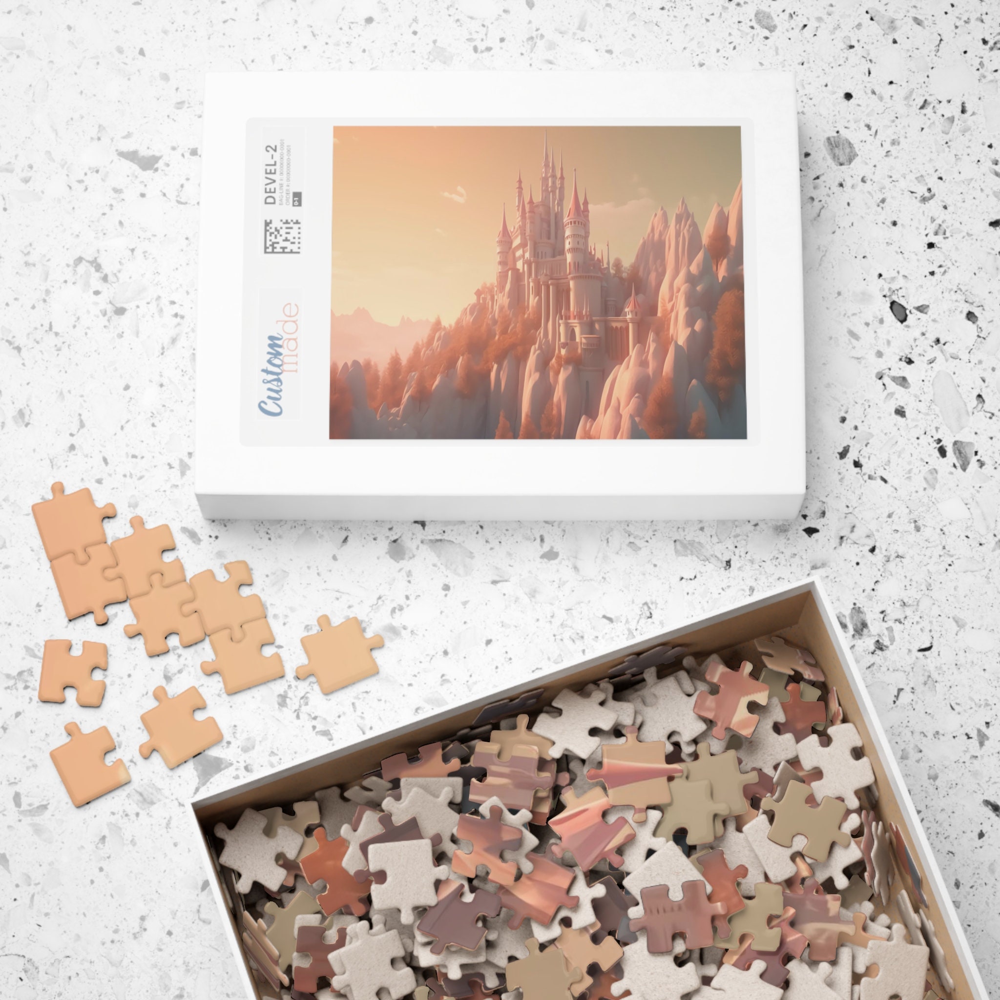 Pastel Pink Fantasy Castle Puzzle: in 500 or 1000 Pieces, Pink ...