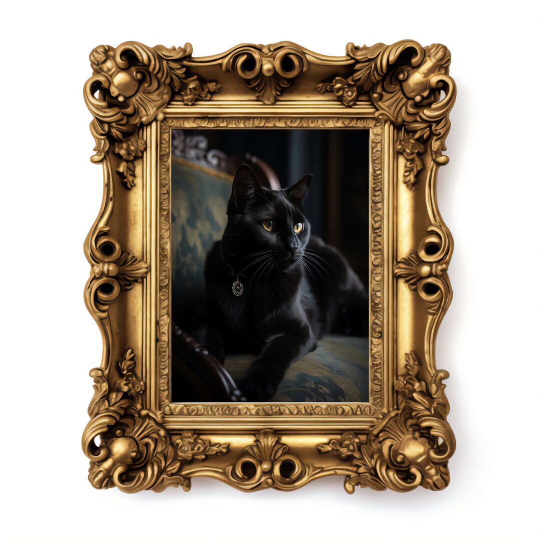 Moody Black Cat Wall Art. Gothic Painting Printable, Desk Decor ...