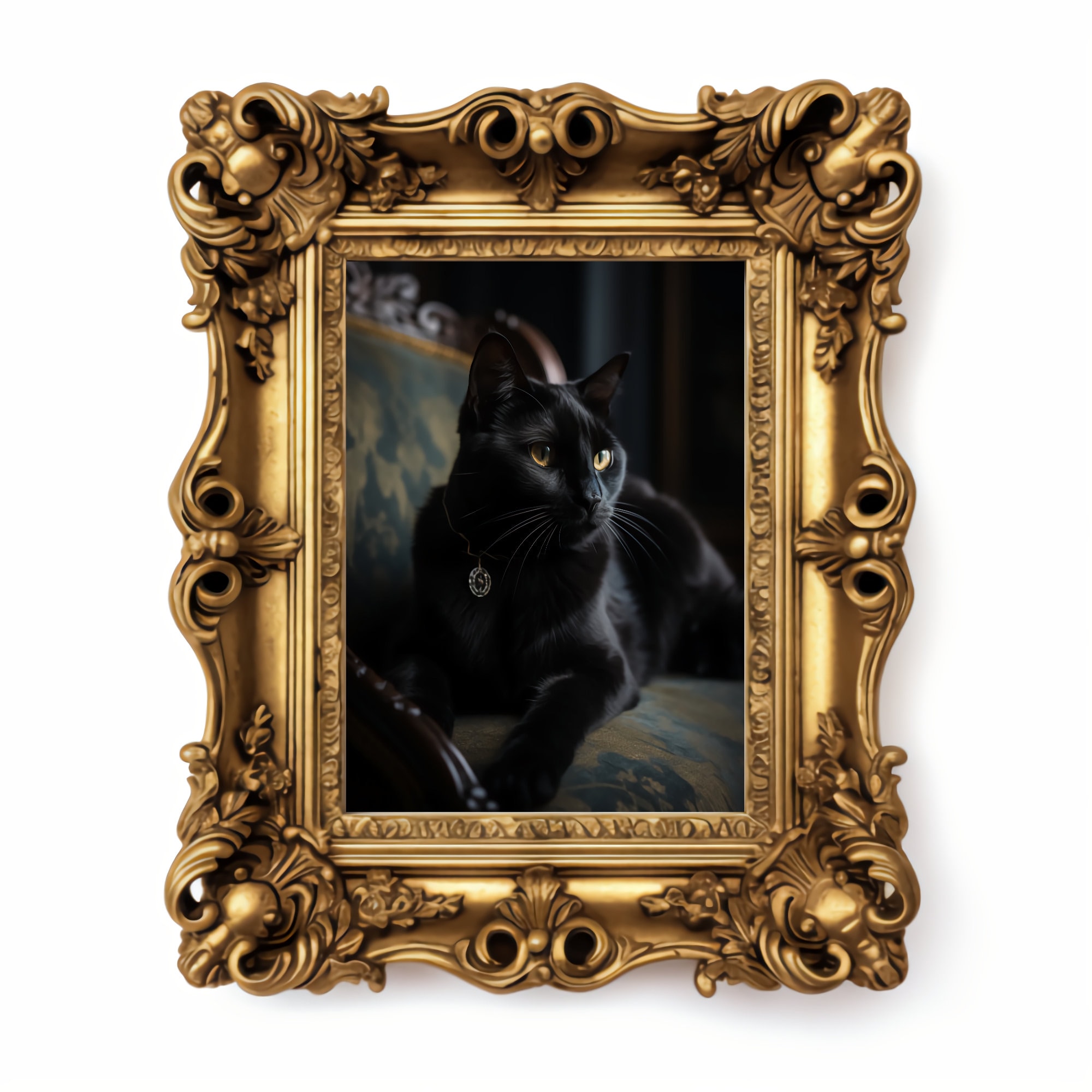 Moody Black Cat Wall Art. Gothic Painting Printable, Desk Decor ...